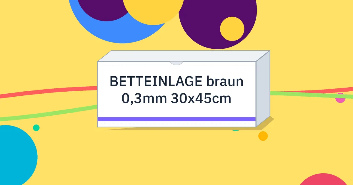 Symbolbild: Packung mit der Aufschrift BETTEINLAGE braun 0,3mm 30x45cm (PZN 01724792) – Verfügbarkeit und Bezug in Apotheken in Frankfurt am Main