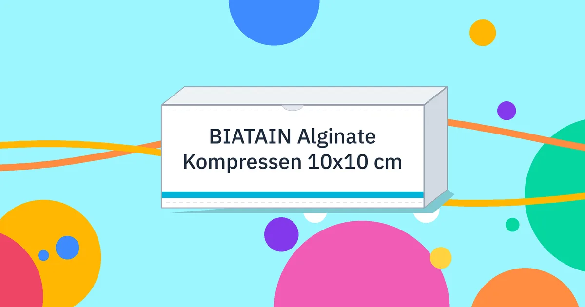 Symbolbild: Packung mit der Aufschrift BIATAIN Alginate Kompressen 10x10 cm (PZN 13899953) – Verfügbarkeit und Bezug in Apotheken in Frankfurt am Main