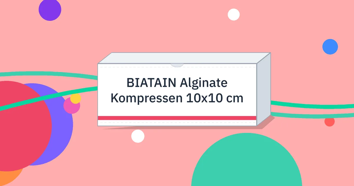 Symbolbild: Packung mit der Aufschrift BIATAIN Alginate Kompressen 10x10 cm (PZN 14331539) – Verfügbarkeit und Bezug in Apotheken in Frankfurt am Main