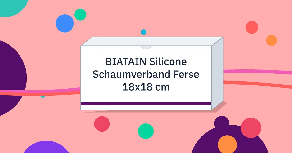 Symbolbild: Packung mit der Aufschrift BIATAIN Silicone Schaumverband Ferse 18x18 cm (PZN 19166772) – Verfügbarkeit und Bezug in Apotheken in Frankfurt am Main