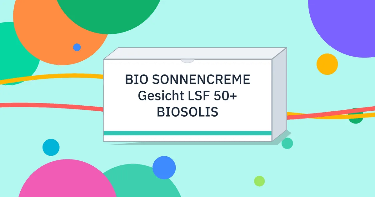 Symbolbild: Packung mit der Aufschrift BIO SONNENCREME Gesicht LSF 50+ BIOSOLIS (PZN 16657759) – Verfügbarkeit und Bezug in Apotheken in Frankfurt am Main