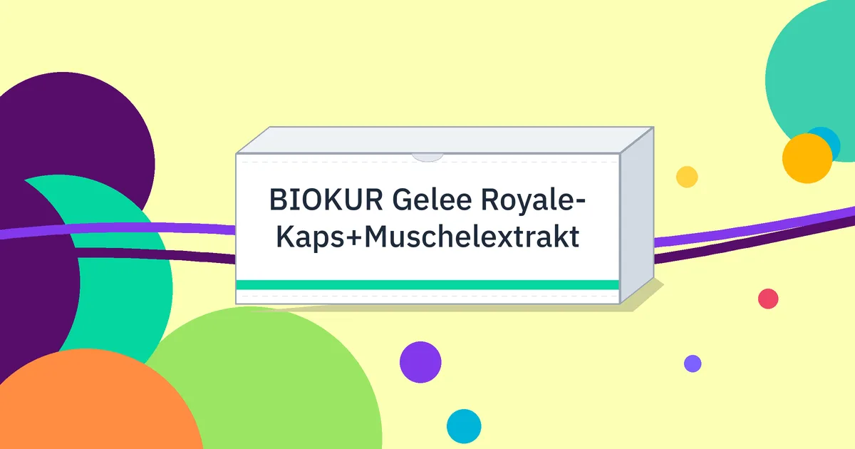 Symbolbild: Packung mit der Aufschrift BIOKUR Gelee Royale-Kaps+Muschelextrakt (PZN 03656528) – Verfügbarkeit und Bezug in Apotheken in Frankfurt am Main