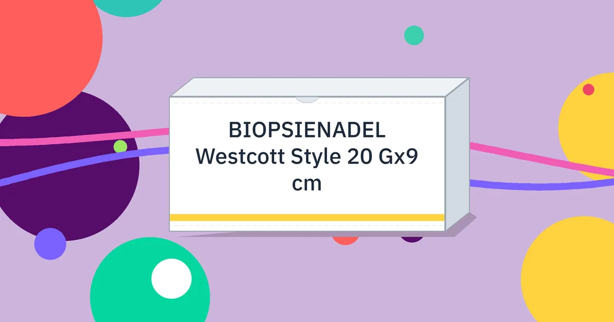 Symbolbild: Packung mit der Aufschrift BIOPSIENADEL Westcott Style 20 Gx9 cm (PZN 06771603) – Verfügbarkeit und Bezug in Apotheken in Frankfurt am Main