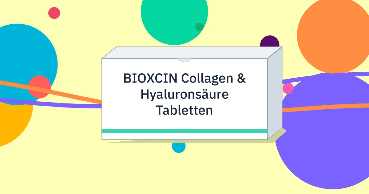 Symbolbild: Packung mit der Aufschrift BIOXCIN Collagen & Hyaluronsäure Tabletten (PZN 19713808) – Verfügbarkeit und Bezug in Apotheken in Frankfurt am Main