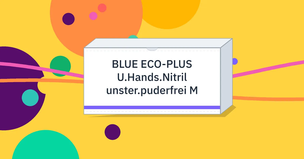Symbolbild: Packung mit der Aufschrift BLUE ECO-PLUS U.Hands.Nitril unster.puderfrei M (PZN 15406268) – Verfügbarkeit und Bezug in Apotheken in Frankfurt am Main