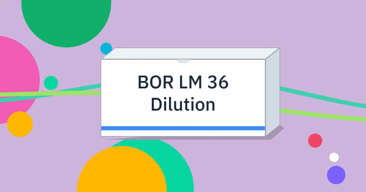 Symbolbild: Packung mit der Aufschrift BOR LM 36 Dilution (PZN 12795909) – Verfügbarkeit und Bezug in Apotheken in Frankfurt am Main