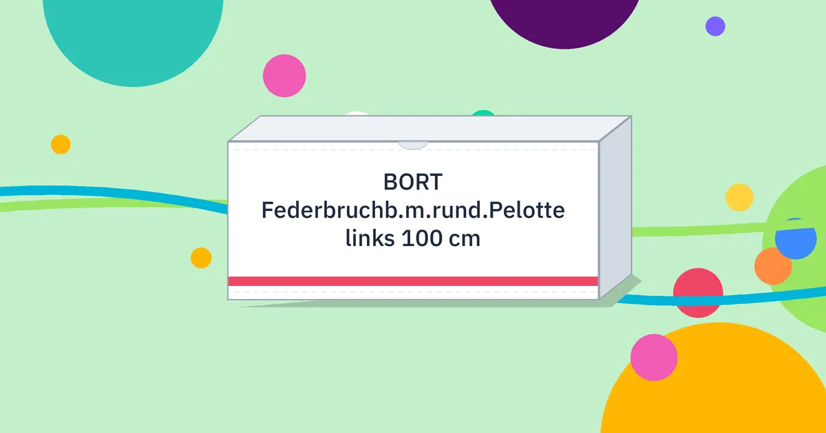 Symbolbild: Packung mit der Aufschrift BORT Federbruchb.m.rund.Pelotte links 100 cm (PZN 07195231) – Verfügbarkeit und Bezug in Apotheken in Frankfurt am Main