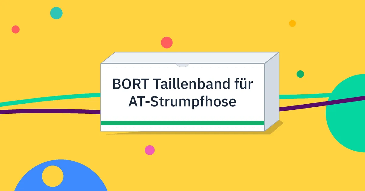Symbolbild: Packung mit der Aufschrift BORT Taillenband für AT-Strumpfhose (PZN 16134464) – Verfügbarkeit und Bezug in Apotheken in Frankfurt am Main