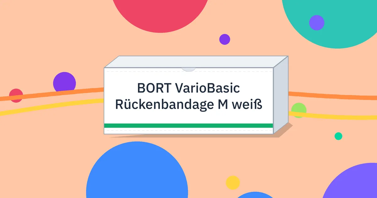 Symbolbild: Packung mit der Aufschrift BORT VarioBasic Rückenbandage M weiß (PZN 04738027) – Verfügbarkeit und Bezug in Apotheken in Frankfurt am Main