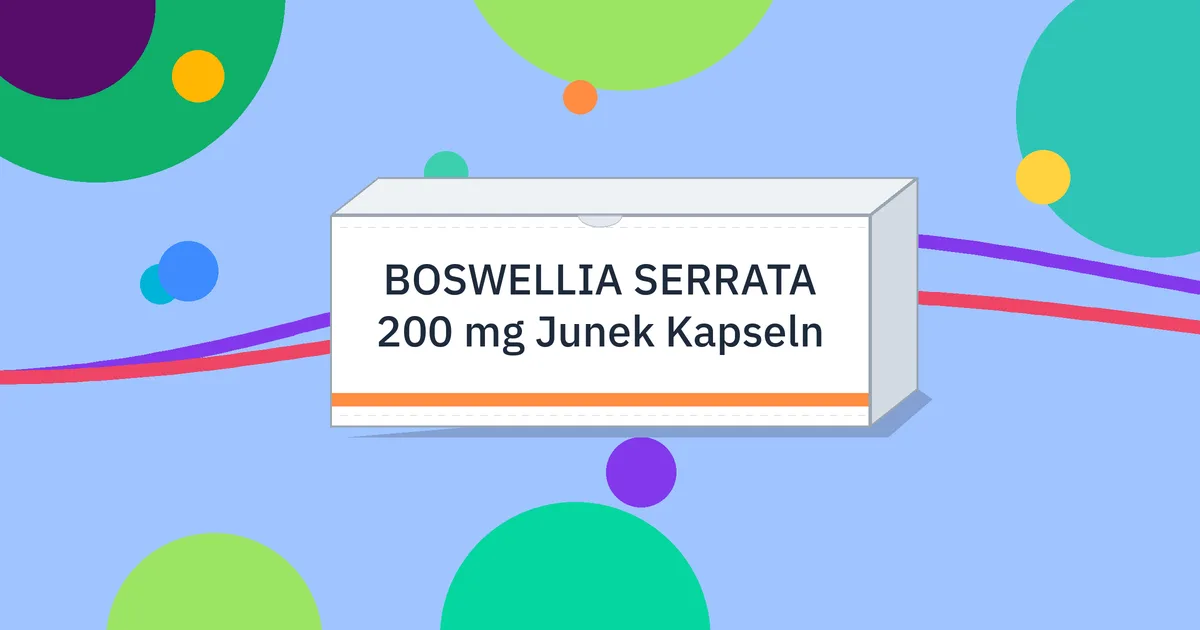 Symbolbild: Packung mit der Aufschrift BOSWELLIA SERRATA 200 mg Junek Kapseln (PZN 00131759) – Verfügbarkeit und Bezug in Apotheken in Frankfurt am Main