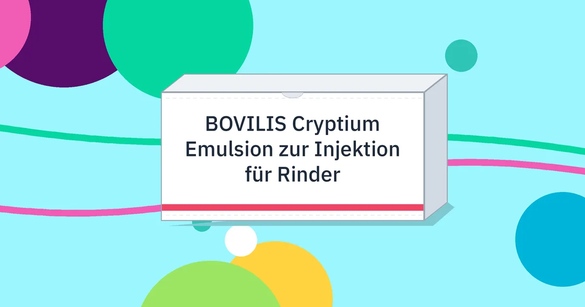 Symbolbild: Packung mit der Aufschrift BOVILIS Cryptium Emulsion zur Injektion für Rinder (PZN 19367536) – Verfügbarkeit und Bezug in Apotheken in Frankfurt am Main