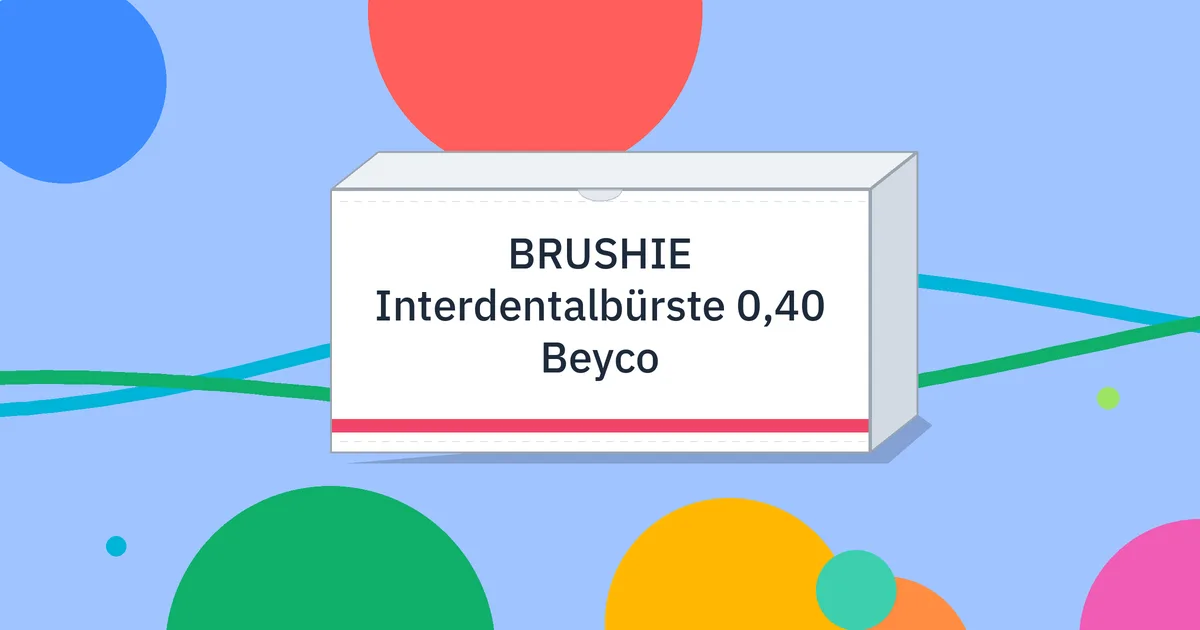 Symbolbild: Packung mit der Aufschrift BRUSHIE Interdentalbürste 0,40 Beyco (PZN 09043962) – Verfügbarkeit und Bezug in Apotheken in Frankfurt am Main