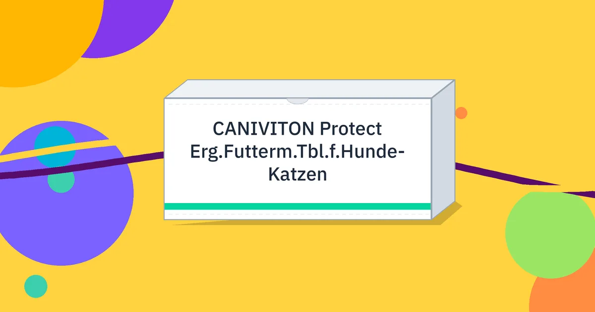Symbolbild: Packung mit der Aufschrift CANIVITON Protect Erg.Futterm.Tbl.f.Hunde-Katzen (PZN 16361332) – Verfügbarkeit und Bezug in Apotheken in Frankfurt am Main