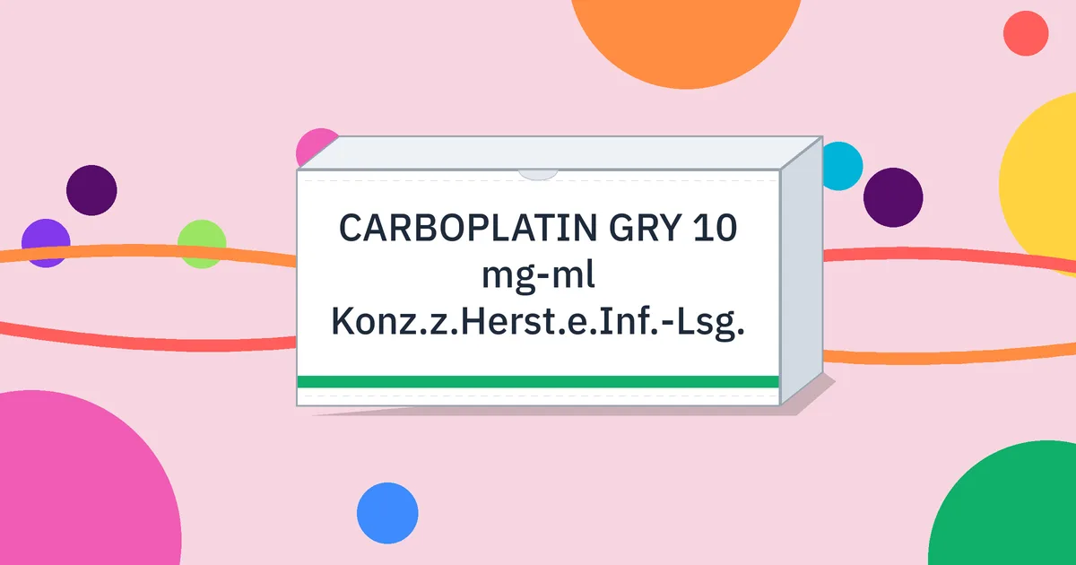 Symbolbild: Packung mit der Aufschrift CARBOPLATIN GRY 10 mg-ml Konz.z.Herst.e.Inf.-Lsg. (PZN 00517720) – Verfügbarkeit und Bezug in Apotheken in Frankfurt am Main