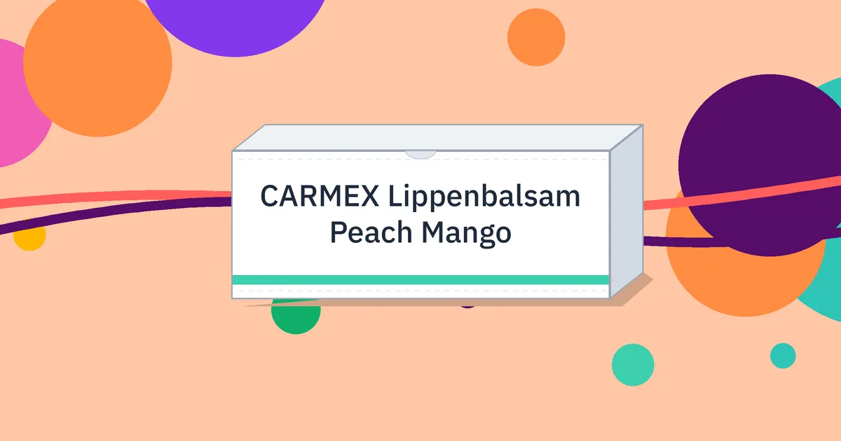 Symbolbild: Packung mit der Aufschrift CARMEX Lippenbalsam Peach Mango (PZN 18747998) – Verfügbarkeit und Bezug in Apotheken in Frankfurt am Main
