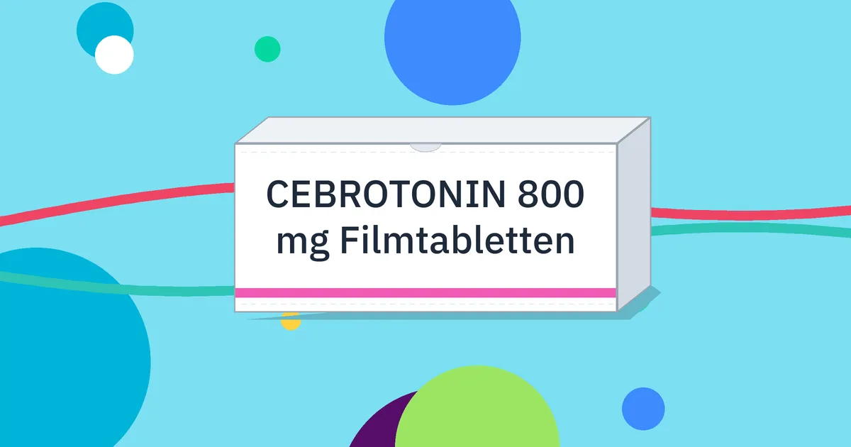 Symbolbild: Packung mit der Aufschrift CEBROTONIN 800 mg Filmtabletten (PZN 06110735) – Verfügbarkeit und Bezug in Apotheken in Frankfurt am Main
