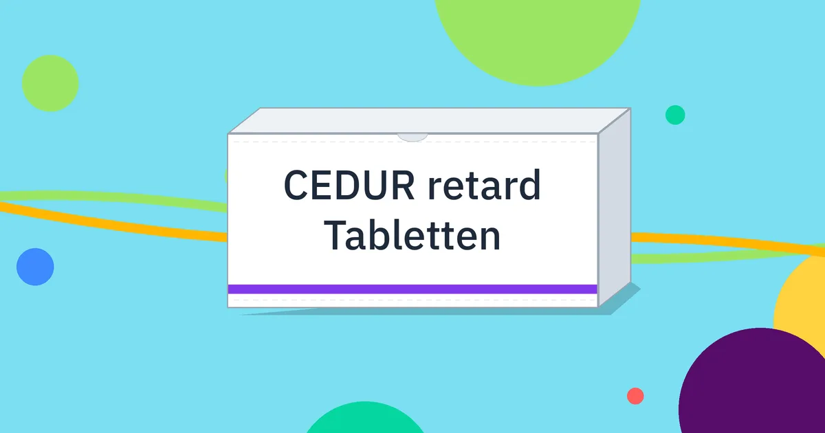 Symbolbild: Packung mit der Aufschrift CEDUR retard Tabletten (PZN 09726477) – Verfügbarkeit und Bezug in Apotheken in Frankfurt am Main