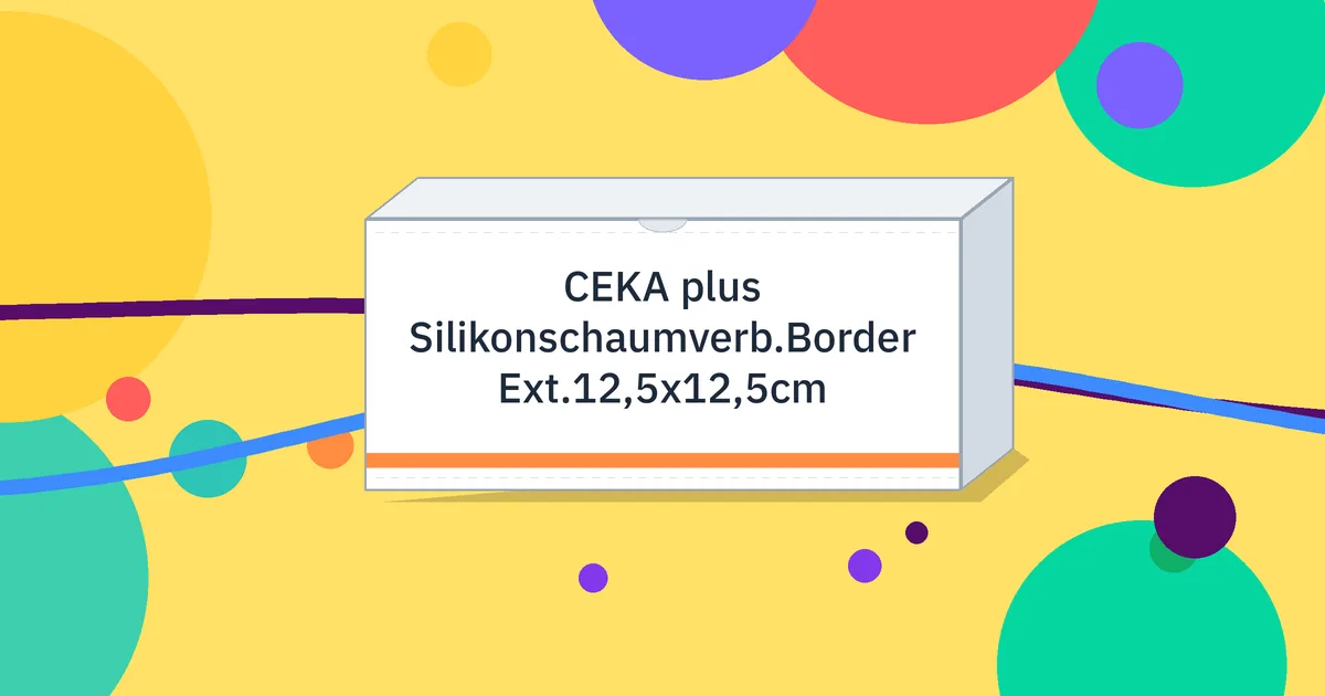Symbolbild: Packung mit der Aufschrift CEKA plus Silikonschaumverb.Border Ext.12,5x12,5cm (PZN 20378522) – Verfügbarkeit und Bezug in Apotheken in Frankfurt am Main