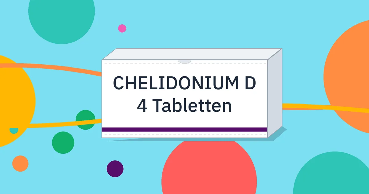 Symbolbild: Packung mit der Aufschrift CHELIDONIUM D 4 Tabletten (PZN 02628079) – Verfügbarkeit und Bezug in Apotheken in Frankfurt am Main
