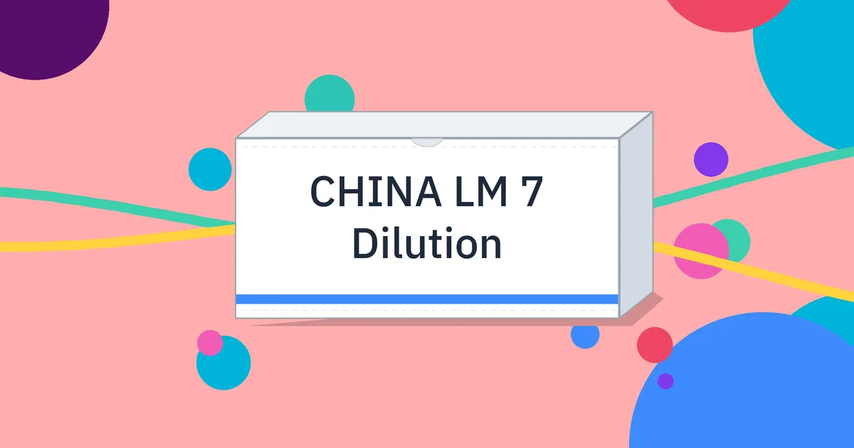 Symbolbild: Packung mit der Aufschrift CHINA LM 7 Dilution (PZN 12813754) – Verfügbarkeit und Bezug in Apotheken in Frankfurt am Main