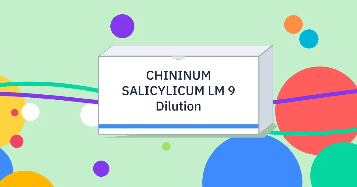Symbolbild: Packung mit der Aufschrift CHININUM SALICYLICUM LM 9 Dilution (PZN 12815581) – Verfügbarkeit und Bezug in Apotheken in Frankfurt am Main