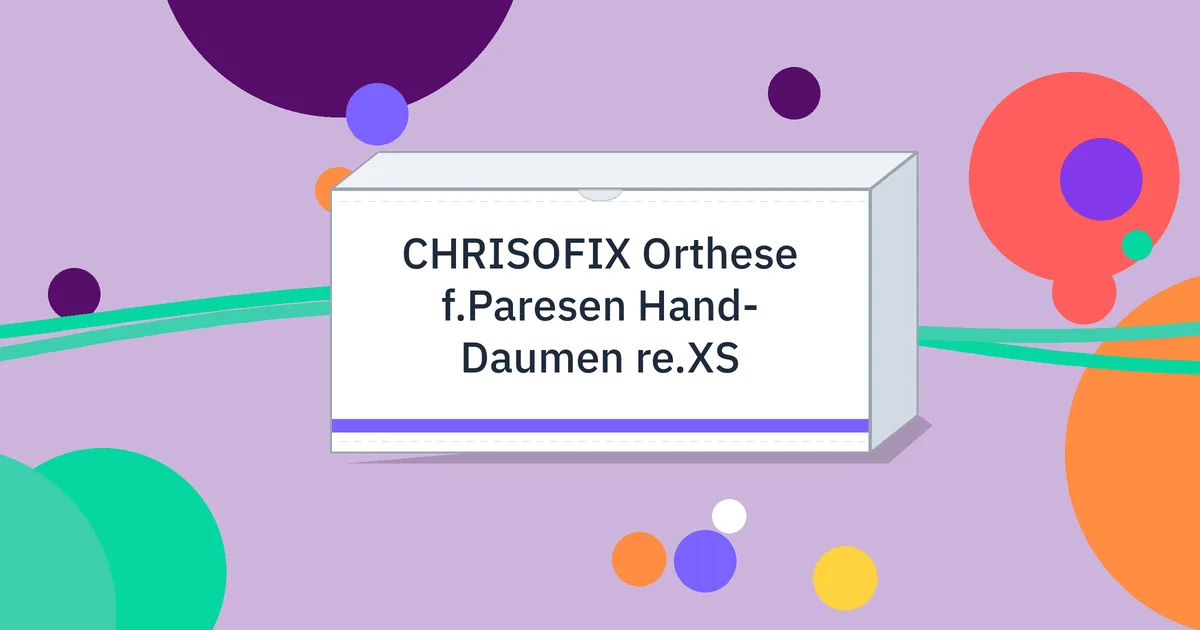 Symbolbild: Packung mit der Aufschrift CHRISOFIX Orthese f.Paresen Hand-Daumen re.XS (PZN 17560140) – Verfügbarkeit und Bezug in Apotheken in Frankfurt am Main