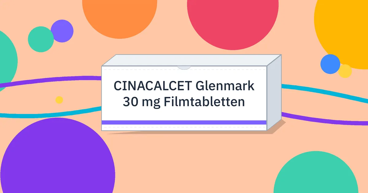 Symbolbild: Packung mit der Aufschrift CINACALCET Glenmark 30 mg Filmtabletten (PZN 16038915) – Verfügbarkeit und Bezug in Apotheken in Frankfurt am Main