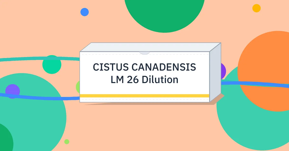 Symbolbild: Packung mit der Aufschrift CISTUS CANADENSIS LM 26 Dilution (PZN 12821475) – Verfügbarkeit und Bezug in Apotheken in Frankfurt am Main