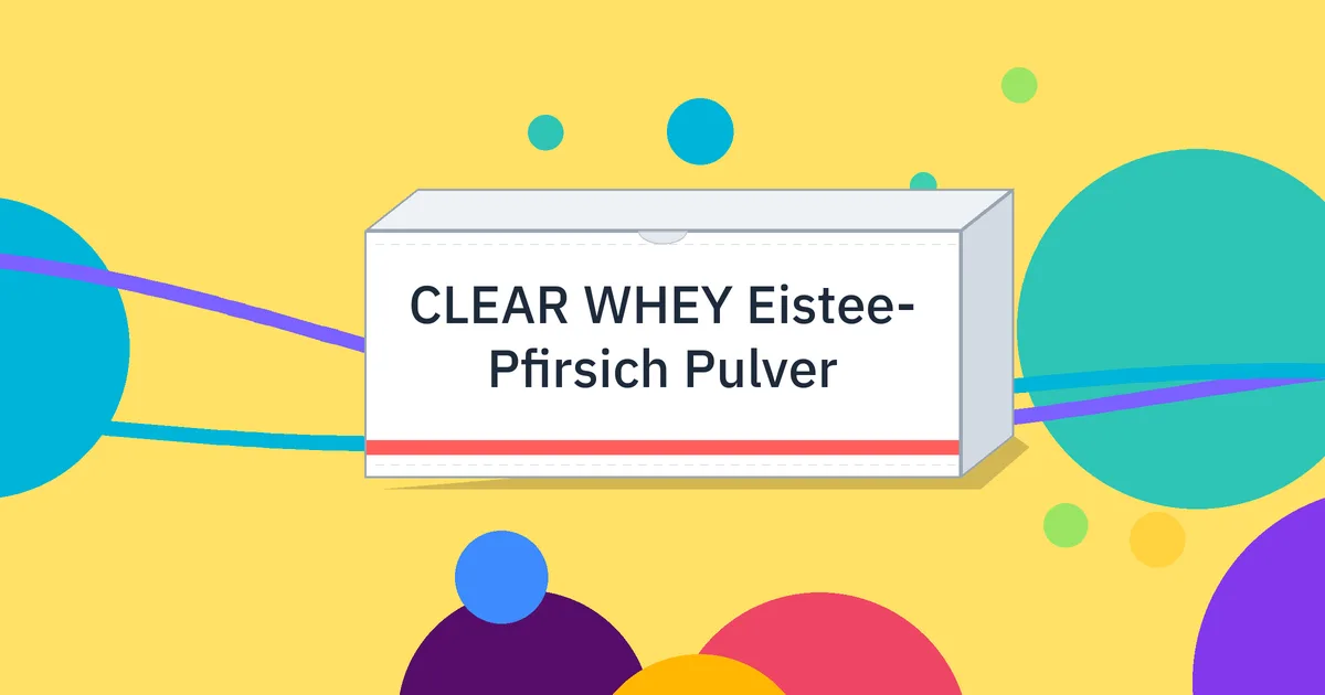 Symbolbild: Packung mit der Aufschrift CLEAR WHEY Eistee-Pfirsich Pulver (PZN 19995103) – Verfügbarkeit und Bezug in Apotheken in Frankfurt am Main