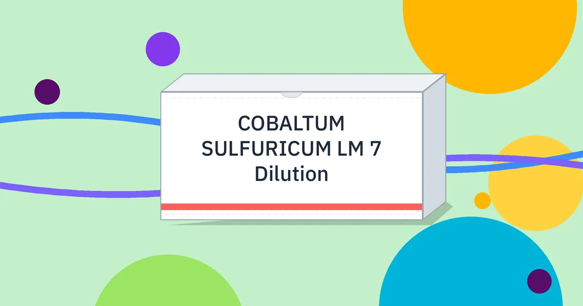 Symbolbild: Packung mit der Aufschrift COBALTUM SULFURICUM LM 7 Dilution (PZN 12824479) – Verfügbarkeit und Bezug in Apotheken in Frankfurt am Main