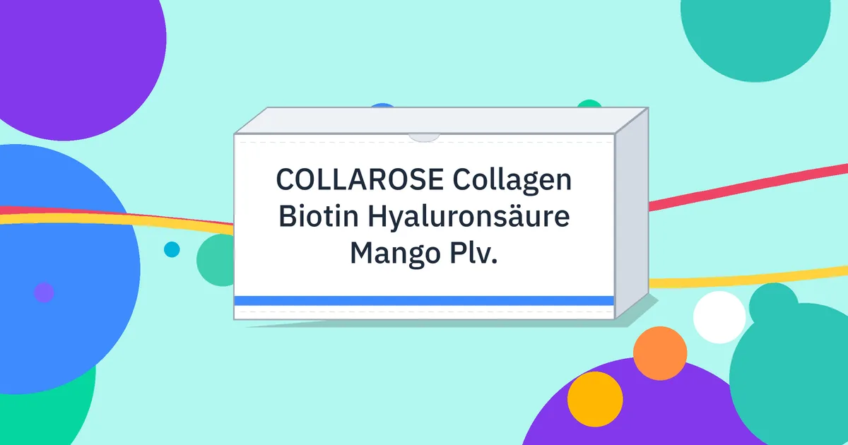 Symbolbild: Packung mit der Aufschrift COLLAROSE Collagen Biotin Hyaluronsäure Mango Plv. (PZN 20609335) – Verfügbarkeit und Bezug in Apotheken in Frankfurt am Main