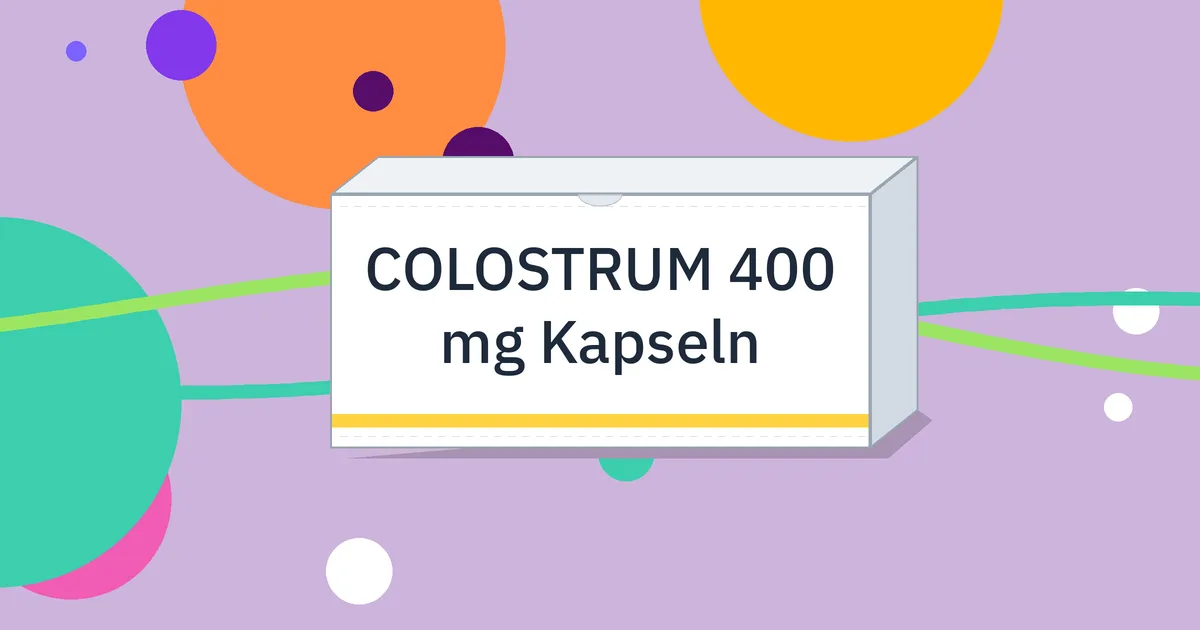 Symbolbild: Packung mit der Aufschrift COLOSTRUM 400 mg Kapseln (PZN 08459117) – Verfügbarkeit und Bezug in Apotheken in Frankfurt am Main