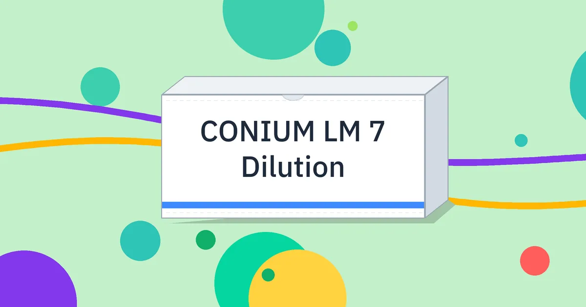 Symbolbild: Packung mit der Aufschrift CONIUM LM 7 Dilution (PZN 12833001) – Verfügbarkeit und Bezug in Apotheken in Frankfurt am Main
