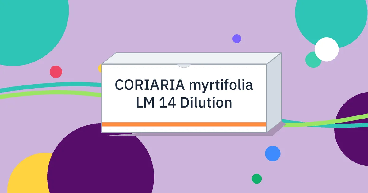 Symbolbild: Packung mit der Aufschrift CORIARIA myrtifolia LM 14 Dilution (PZN 13451690) – Verfügbarkeit und Bezug in Apotheken in Frankfurt am Main
