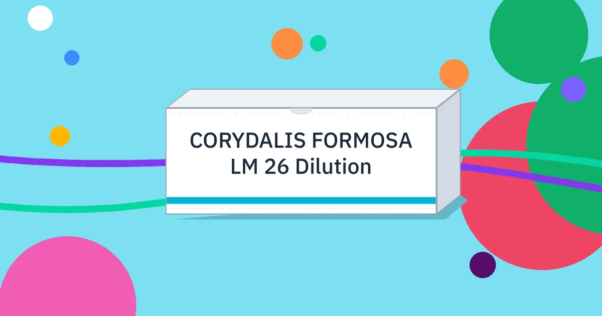 Symbolbild: Packung mit der Aufschrift CORYDALIS FORMOSA LM 26 Dilution (PZN 13454151) – Verfügbarkeit und Bezug in Apotheken in Frankfurt am Main