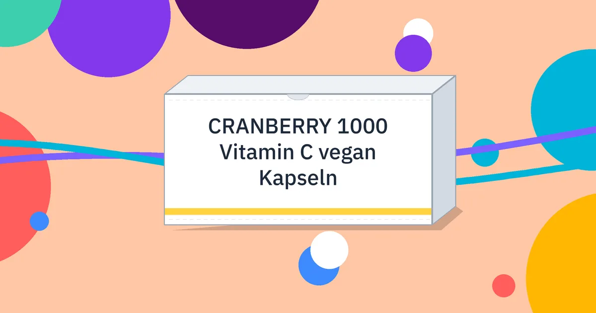 Symbolbild: Packung mit der Aufschrift CRANBERRY 1000 Vitamin C vegan Kapseln (PZN 20372258) – Verfügbarkeit und Bezug in Apotheken in Frankfurt am Main