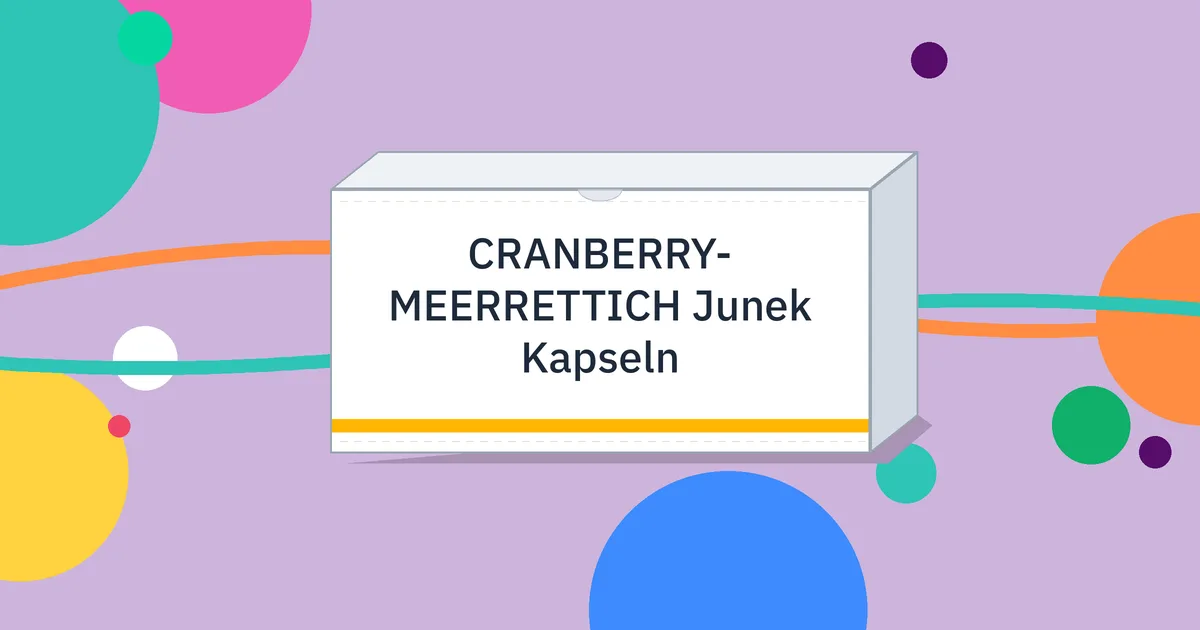 Symbolbild: Packung mit der Aufschrift CRANBERRY-MEERRETTICH Junek Kapseln (PZN 10307053) – Verfügbarkeit und Bezug in Apotheken in Frankfurt am Main