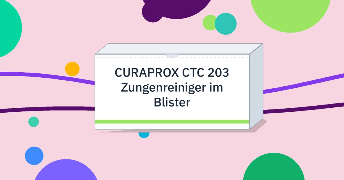 Symbolbild: Packung mit der Aufschrift CURAPROX CTC 203 Zungenreiniger im Blister (PZN 04605964) – Verfügbarkeit und Bezug in Apotheken in Frankfurt am Main