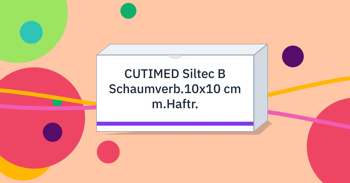 Symbolbild: Packung mit der Aufschrift CUTIMED Siltec B Schaumverb.10x10 cm m.Haftr. (PZN 14163390) – Verfügbarkeit und Bezug in Apotheken in Frankfurt am Main
