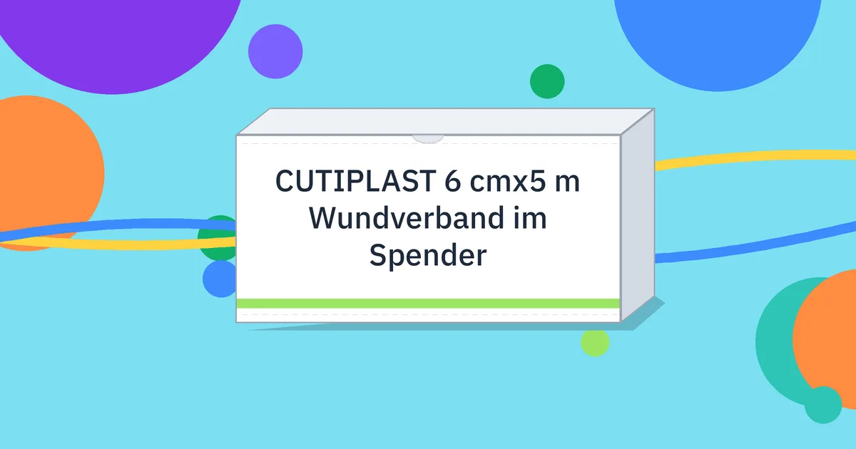 Symbolbild: Packung mit der Aufschrift CUTIPLAST 6 cmx5 m Wundverband im Spender (PZN 19556958) – Verfügbarkeit und Bezug in Apotheken in Frankfurt am Main