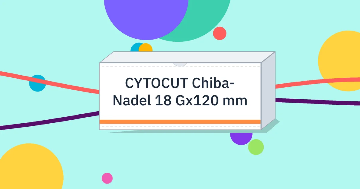 Symbolbild: Packung mit der Aufschrift CYTOCUT Chiba-Nadel 18 Gx120 mm (PZN 19735141) – Verfügbarkeit und Bezug in Apotheken in Frankfurt am Main