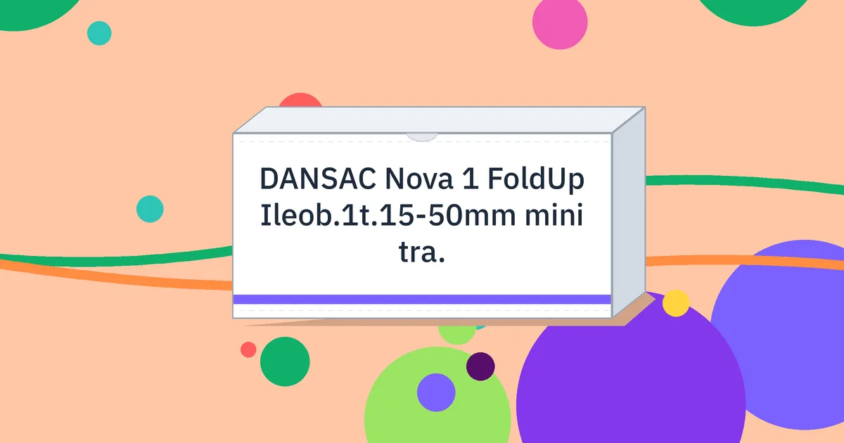 Symbolbild: Packung mit der Aufschrift DANSAC Nova 1 FoldUp Ileob.1t.15-50mm mini tra. (PZN 04081308) – Verfügbarkeit und Bezug in Apotheken in Frankfurt am Main