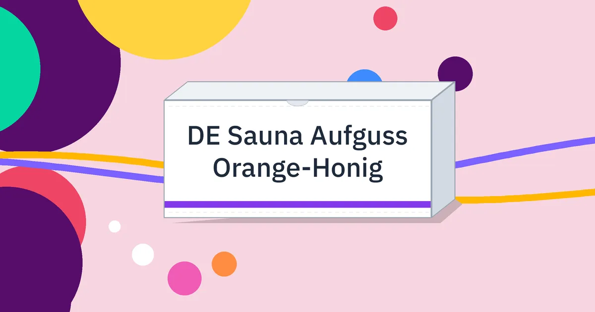 Symbolbild: Packung mit der Aufschrift DE Sauna Aufguss Orange-Honig (PZN 18786478) – Verfügbarkeit und Bezug in Apotheken in Frankfurt am Main