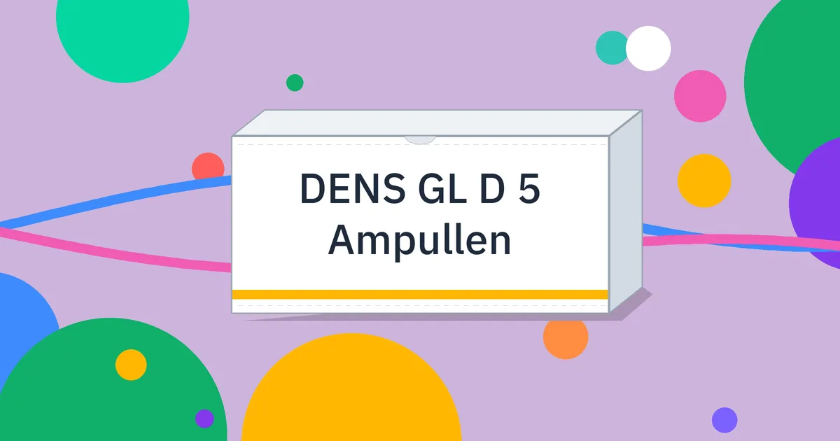 Symbolbild: Packung mit der Aufschrift DENS GL D 5 Ampullen (PZN 02916594) – Verfügbarkeit und Bezug in Apotheken in Frankfurt am Main