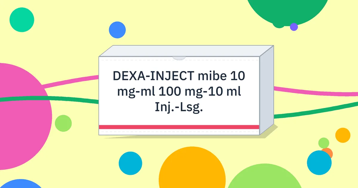 Symbolbild: Packung mit der Aufschrift DEXA-INJECT mibe 10 mg-ml 100 mg-10 ml Inj.-Lsg. (PZN 19847325) – Verfügbarkeit und Bezug in Apotheken in Frankfurt am Main
