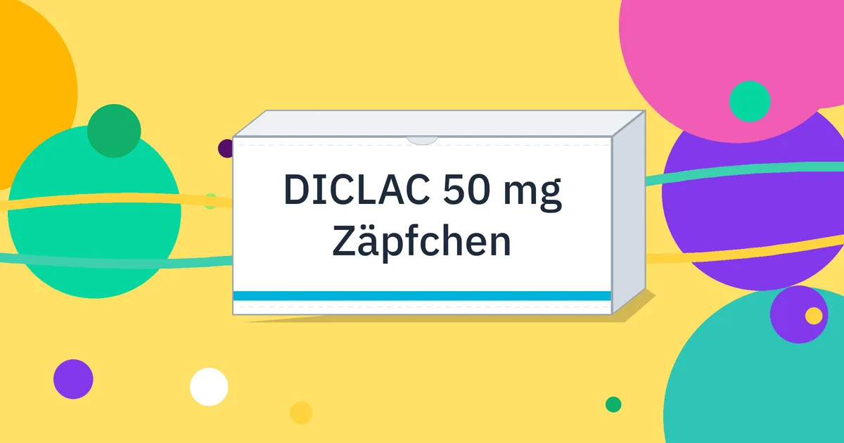 Symbolbild: Packung mit der Aufschrift DICLAC 50 mg Zäpfchen (PZN 03223120) – Verfügbarkeit und Bezug in Apotheken in Frankfurt am Main