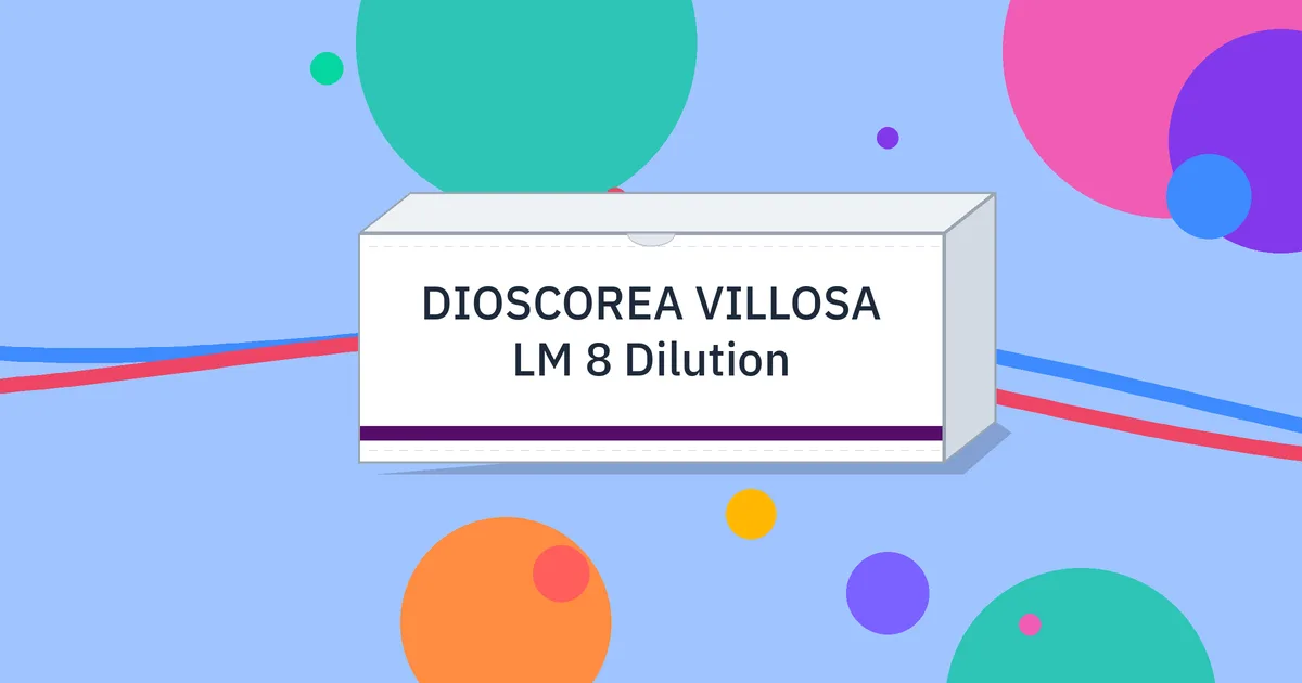 Symbolbild: Packung mit der Aufschrift DIOSCOREA VILLOSA LM 8 Dilution (PZN 13465108) – Verfügbarkeit und Bezug in Apotheken in Frankfurt am Main