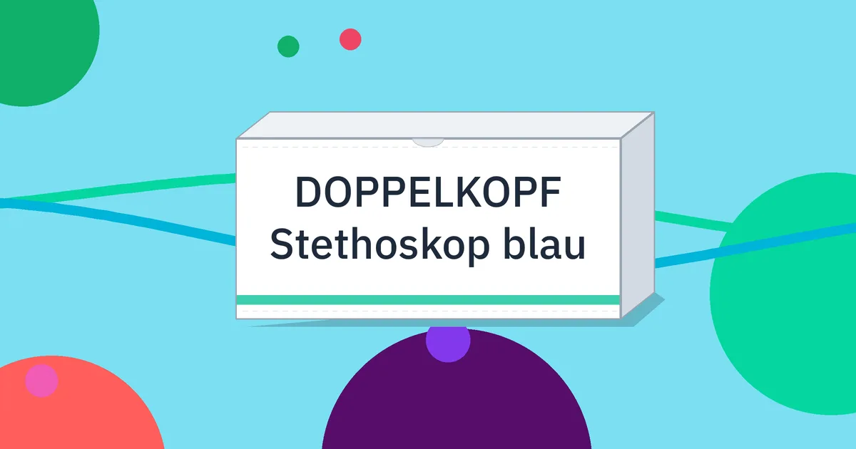 Symbolbild: Packung mit der Aufschrift DOPPELKOPF Stethoskop blau (PZN 14265392) – Verfügbarkeit und Bezug in Apotheken in Frankfurt am Main