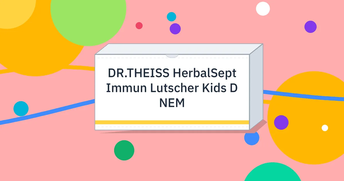 Symbolbild: Packung mit der Aufschrift DR.THEISS HerbalSept Immun Lutscher Kids D NEM (PZN 19635250) – Verfügbarkeit und Bezug in Apotheken in Frankfurt am Main