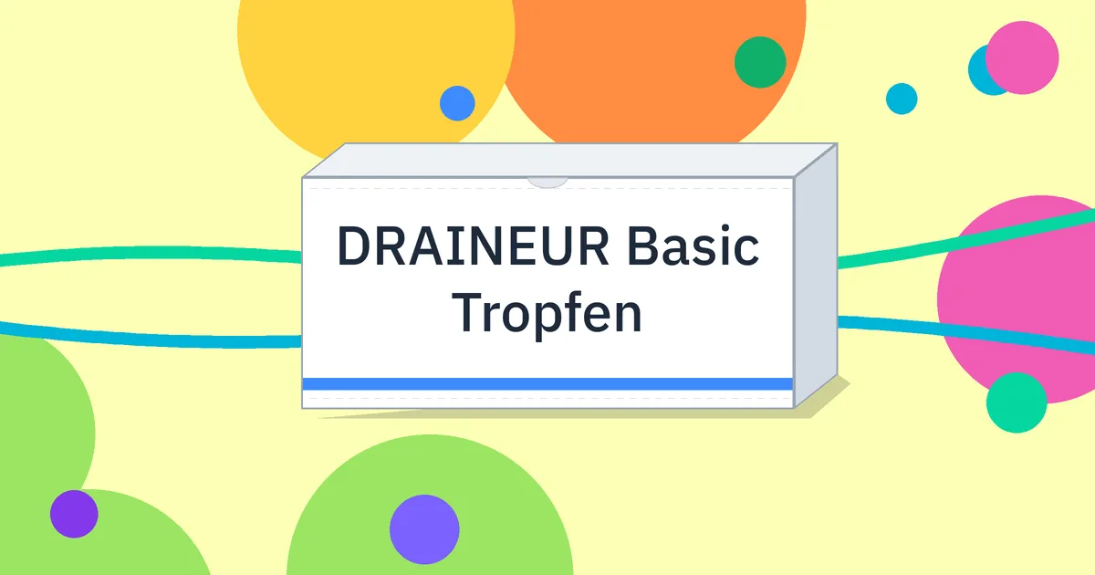 Symbolbild: Packung mit der Aufschrift DRAINEUR Basic Tropfen (PZN 01404018) – Verfügbarkeit und Bezug in Apotheken in Frankfurt am Main